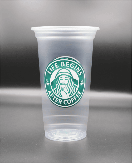 สกรีนแก้วพลาสติก แก้วใส โลโก้ แฟรนไชส์ 1-5 สี ขั้นต่ำ 30 ลัง - YYE